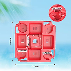 Keten 16" Beach Umbrella Table Tray with 4 Cup Holders, 4 Snack Compartments, 4 Sunglasses Holes, 4 Phone Slots, Umbrella Table for Beach, Patio, Garden, Swimming Pool