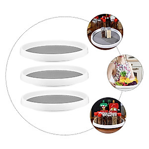 BESTOYARD 3pcs Rotating Tray Rotating Sundries Organizer Kitchen Turntable Organizer Rotating Cosmetic Tray Rack Round Tray Multi-Function Spice Tray Plastic Storage White Spinner to Rotate