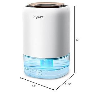 Hysure Small Dehumidifier for 2200 Cubic Feet(220 sq ft), Quiet Portable Deshumidificador for Home RV Bedroom Bathroom Basement Garage Wardrobe, 1400ml(49oz) Water Tank with Safe Auto Shut Off -White
