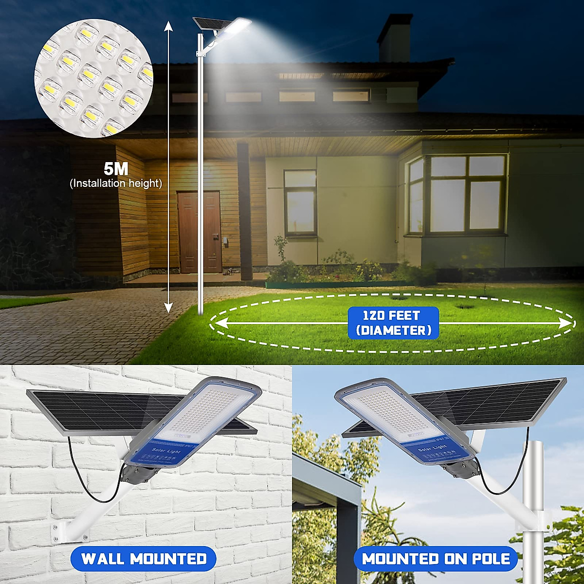 Juyace 400W Solar Street Lights Outdoor, 30000Lm Bright Dusk to Dawn Outdoor Lighting Waterproof IP67 with Remote Control, 6500K Security LED Flood Light for Parking Lot Pathway and Yard,etc