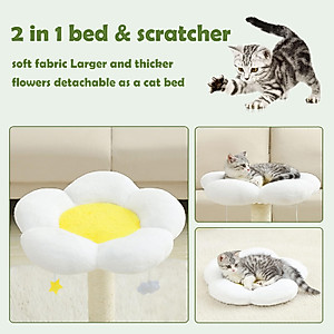 Hovicaed Cute Cat Scratching Post, Flower Cat Tree for Indoor Cats, Cat Scratcher with Bed, Sisal Scratch Posts Kittens Bed Large Perch Modern Small Cat Tower with Hanging Toys