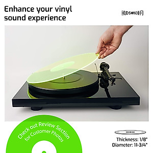 Acrylic Turntable Mat - 11.75" Greenlit Vinyl Record Acrylic Mat - Precision Machined Acrylic Turntable Platter Mat w/Record Label Recess - See-Through Record Mat for Standard 12" Turntable Platters
