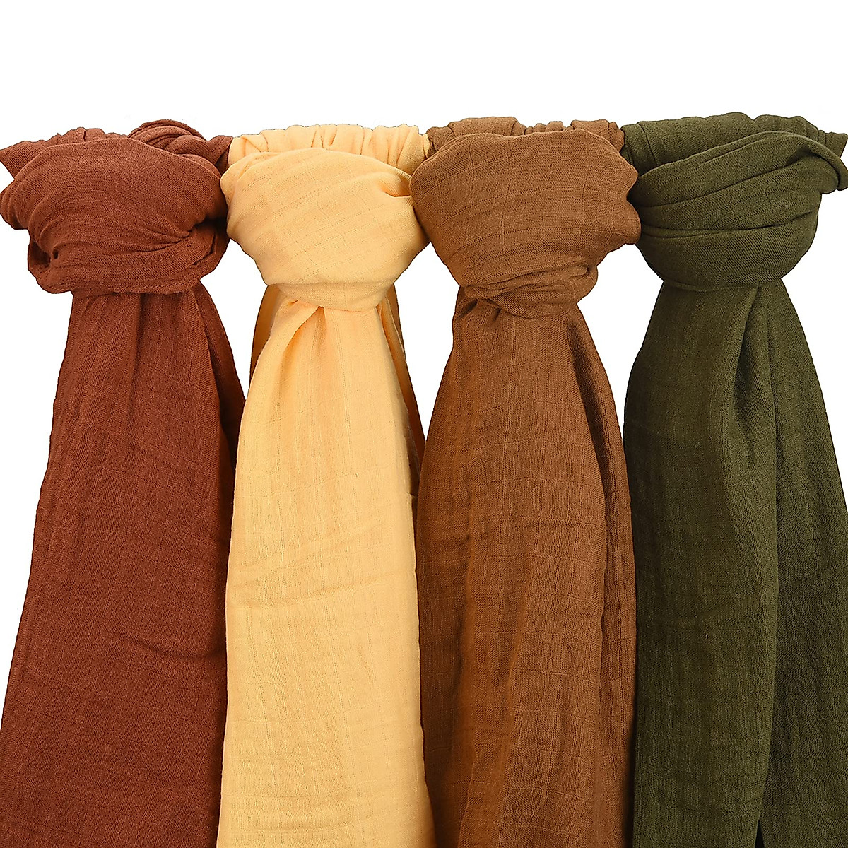 Muslin Baby Swaddle Blankets,Set of 4 Cotton Neutral Newborn Soft Receiving Blanket Swaddle Wrap for Boys & Girls,Forest Theme (47” x 47”)