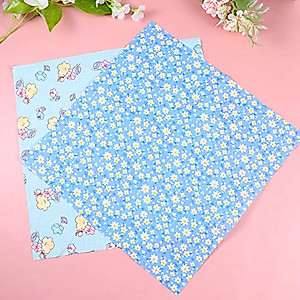 EXCEART 9pcs Cotton Fabric Quilting Patchwork Fabric Square Sewing Craft Fabric Printed Fabric Bundle with Scissors for Sewing Quilting Handmade DIY Crafts (Mixed Color 25x25cm)