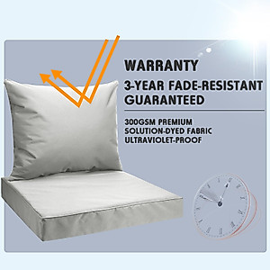 Mindsoft 4 Set Patio Cushion Covers Replacement Water UV Resistant Outdoor Cushion Slipcovers with Zipper Chair Seat Cushion Covers for Outdoor Furniture (24 x 20 Inch, 24 x 24 x 4 Inch, Silver Gray)