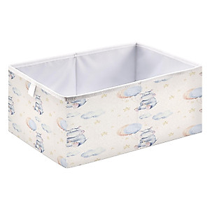 WELLDAY Storage Basket Hippo Foldable 15.8 x 10.6 x 7 In Cube Storage Bin Home Decor Organizer Storage Baskets Box for Toys, Books, Shelves, Closet, Laundry, Nursery