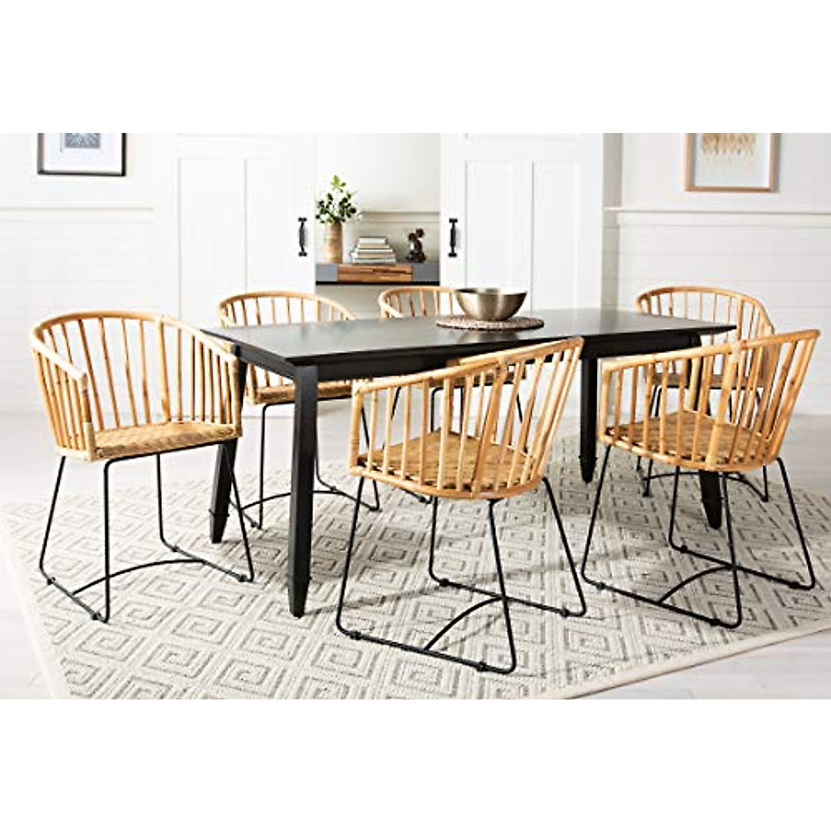 SAFAVIEH Home Collection Brayson Modern Black Rectangle Dining Table