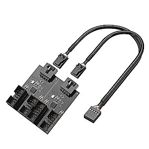 9pin USB Header Male 1 to 4 Female Extension Splitter Cable Connector Adapter (Male 1 to 4 Female)