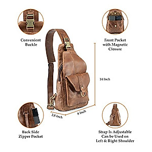 Handmade World Genuine Leather Sling Bag for Men Chest Shoulder Crossbody Travel Hiking Backpack Vintage Handmade Daypack