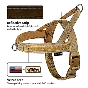 Annchwool No Pull Dog Harness with Soft Padded Handle,Reflective Strip Escape Proof and Quick Fit to Adjust Dog Harness,Easy for Training Walking for Small & Medium and Large Dog(Brown,L)