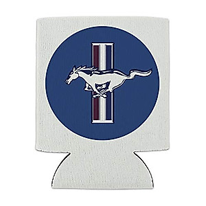 Ford Mustang Logo Can Cooler - Drink Sleeve Hugger Collapsible Insulator - Beverage Insulated Holder