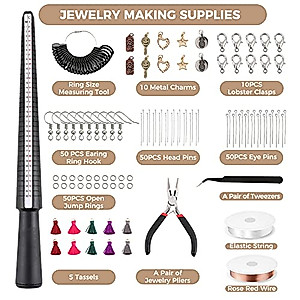 4000+ Crystal Natural Stone Beads for Jewelry Making with Irregular Chip Beads and 4MM Glass Seed Beads, Ring Making Kit with Gemstone Beads Charms Tassels Jewelry Wire Pliers Ring Measuring Tools