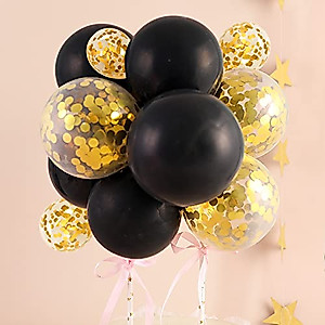 Gold Confetti Balloons, 40 Pcs 5 Inch Clear Balloons with Confetti Inside for Graduation Engagement Cake Topper Decor Bridal Shower Baby Shower Birthday Party Decoration Supplies