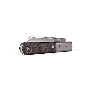 LionSTEEL Barlow Traditional Gentlemen’s Folding Pocket Knife, Collector Quality Folder for EDC, Titanium Bolsters, M390 Steel, Made in Italy (Sheepsfoot, Gold Carbon Fiber)