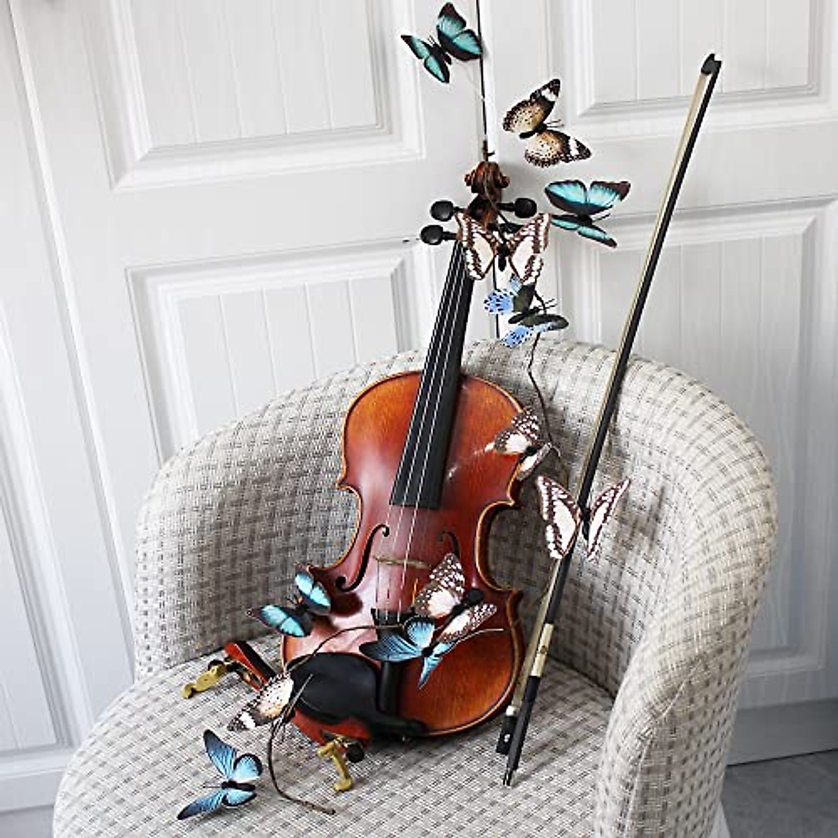 naudassods Artificial Butterfly Wreath, Fake Butterfly Decorative Vines, DIY 3D Unique Butterfly Hanging Decoration Home Wall Easter Spring Flower Party Wedding Decoration. (Peacock Blue)