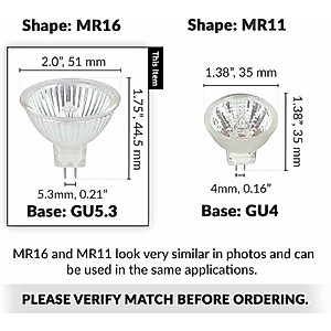 Simba Lighting Halogen MR16 20W 12V Light Bulbs (6 Pack) for Landscape, Track Lights, Fiber Optics, Desk Lamps, BAB C Spotlights with Glass Cover, GU5.3 Bi Pin Base, 2700K Warm White Dimmable