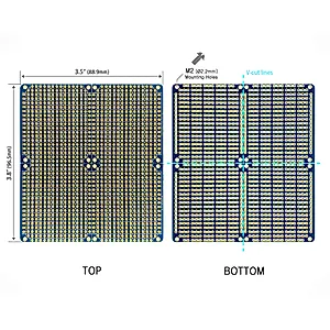 ElectroCookie Snappable PCB, Strip Board with Power Rails for Electronics Projects Compatible for DIY Arduino Soldering Projects, Gold-Plated, 3.8"x3.5" (3 Pack, Blue)