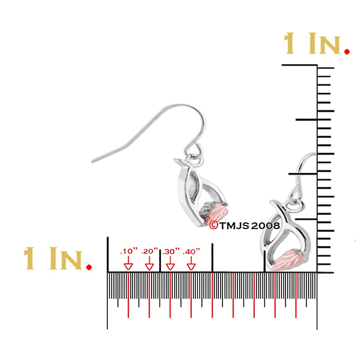 Leaf Dangle Earrings, Sterling Silver, 12k Rose Black Hills Gold