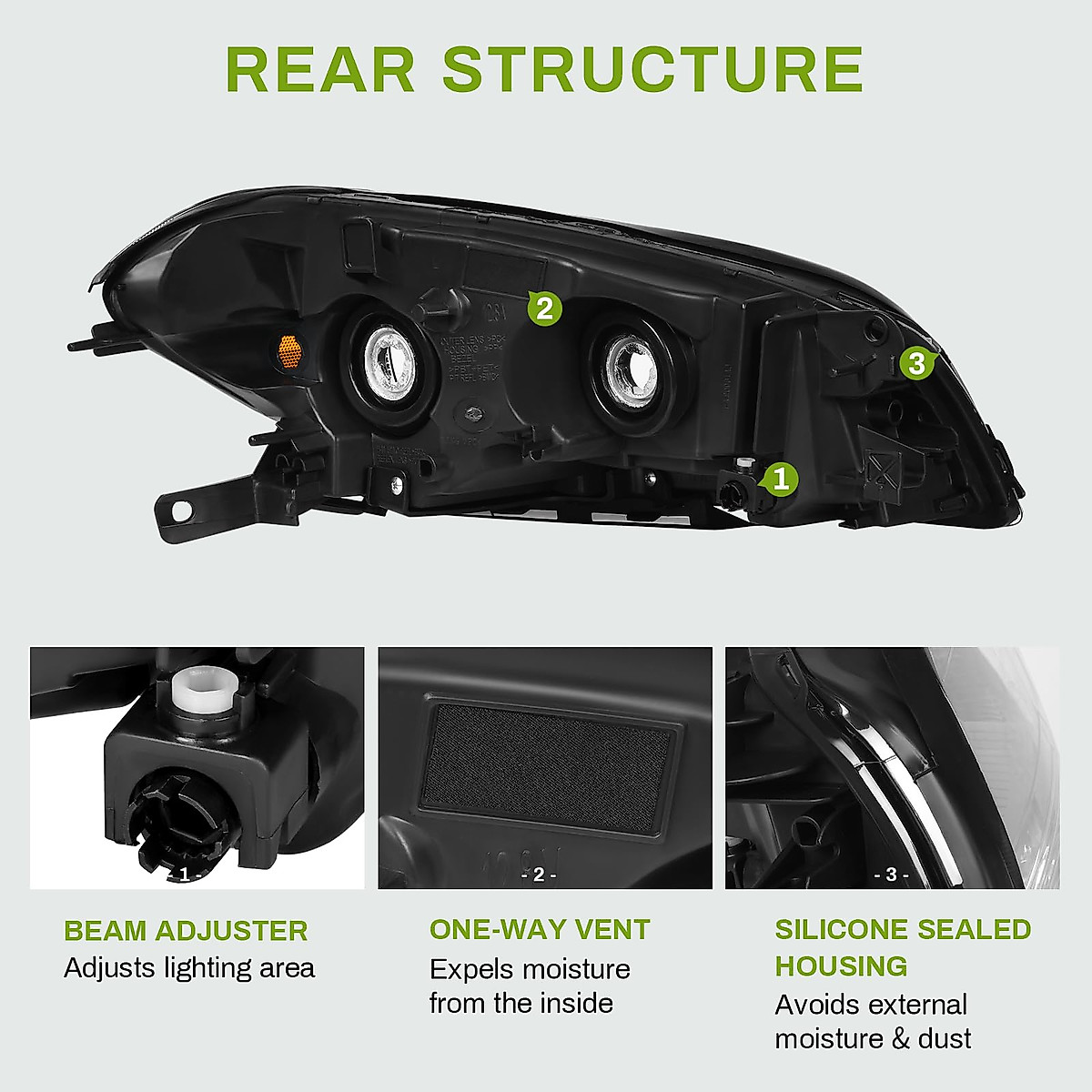 AUTOSAVER88 Headlights Assembly Compatible with 08 09 10 11 12 2008 2009 2010 2011 2012 Chevy Malibu 2008-2012 08-12 Headlamps Passenger and Driver Side Black Housing Amber Reflector