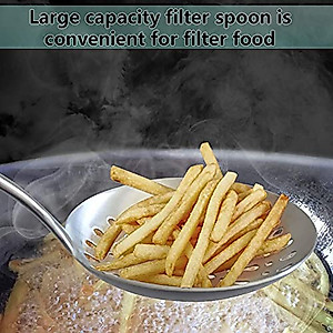 Skimmer Slotted Spoon, [Rustproof, Integral Forming, Durable] Newness 304 Stainless Steel Slotted Spoon with Vacuum Ergonomic Handle, Comfortable Grip Design Strainer Ladle for Kitchen, 14.96 Inches