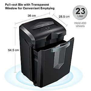 Bonsaii Paper Shredder, 18-Sheet 60-Minutes Paper Shredder for Office Heavy Duty Cross-Cut Shredder with 6 Gallon Pullout Basket & 4 Casters, Anti-Jam High Security Mail Shredder for Home Use(C149-C)