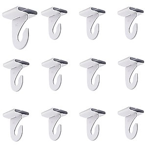 Gansita 12 Pair Drop Ceiling Hooks, T-Bar Track Clip Suspended Ceiling Hooks,White Heavy Duty Ceiling Hooks for Hanging Plants & Decorations, Metal T-Bar Hooks for Suspended Drop Ceiling Tiles