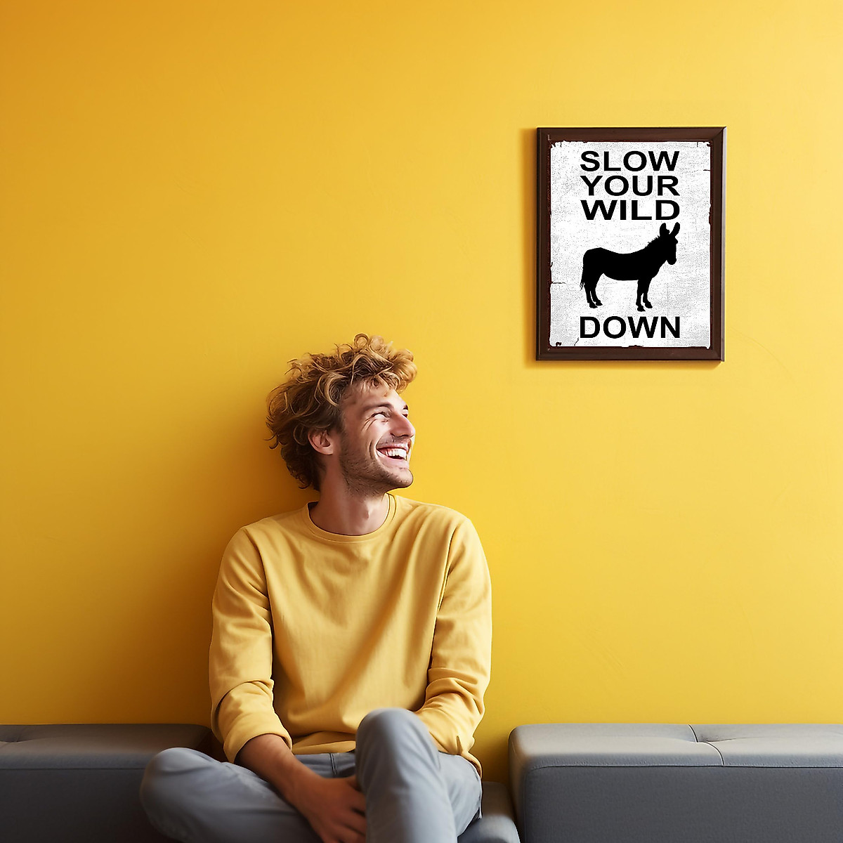 Slow Your A$$ Down - Animal Wall Art Decor, Funny Donkey Wall Art Sign Replica Print is Ideal for Home Decor, Office Decor, Bar, & Cave Decor. Great Novelty Sign & Fun Gift for All! Unframed - 8X10