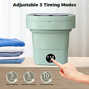 Portable Washing Machine, 8L Mini Washing Machine with 3 Modes Timing Cleaning, Portable Washer with Soft Spin and Draining for Socks, Baby Clothes, Towels and Small Items