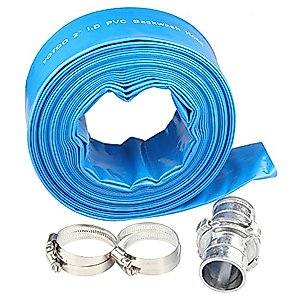 YOTOO Heavy Duty PVC Pool Backwash Hose 2 Inch by 50 Feet, Reinforced Discharge Hose with Connector and 4 Clamps for Swimming Pools, Pool Drain Hoses, Blue