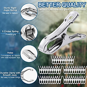 50pcs Garden Clips for Netting, Garden Clips to Hold Down Shade Cloth and Row Covers, Greenhouse Clamps Secure Greenhouse Hoops Netting for Raised Beds, Smooth Surface Stainless Steel Garden Clamps