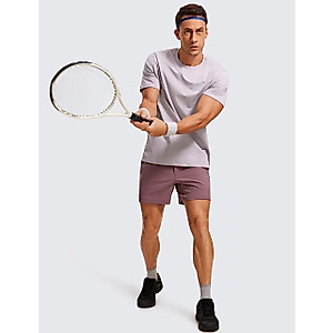 CRZ YOGA Men's Cotton Polyester Short Sleeve T-Shirt Classic Fit Casual Workout Tops Soft Premium Tee Iced Iris X-Large