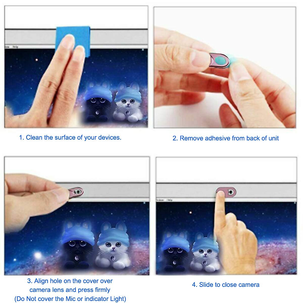 Stock Ultra Thin Metal Aluminum Webcam Security Cover Sticker for Laptop, Desktop, PC, Macboook Pro, iMac, Mac Mini, Computer, Smartphone, Protecting Your Privacy Security (Black)