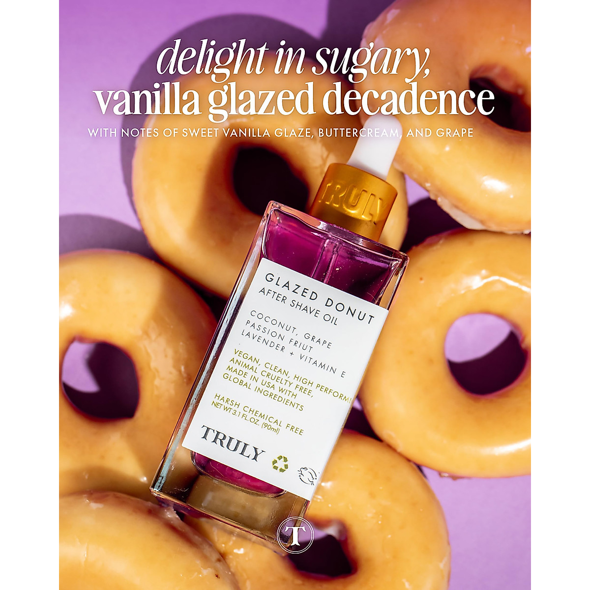 Truly Beauty Glazed Donut After Shave Oil - Razor Bumps Treatment for Women, Razor Bump and Ingrown Hair Treatment for Bikini Area - 3.1 OZ