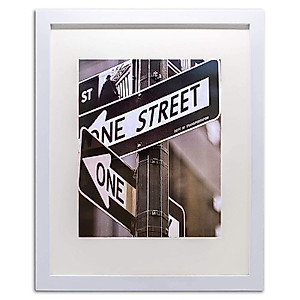 The Display Guys 16x20 White Picture Frame - Solid Pine Wood, Tempered Glass, matted for 11x14 Photo + Collage Mat Board for 4-5x7 Photo