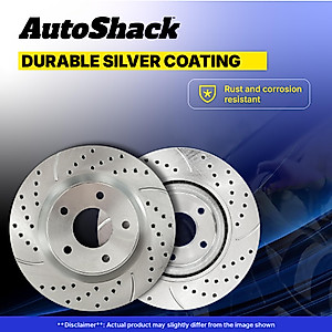 AutoShack Front Drilled Slotted Brake Rotors Silver Pair of 2 Driver and Passenger Side Replacement for 2009 2010 2011 Nissan Murano 2009-2014 2016-2023 Maxima 3.5L V6 AWD FWD PR41529DSZPR