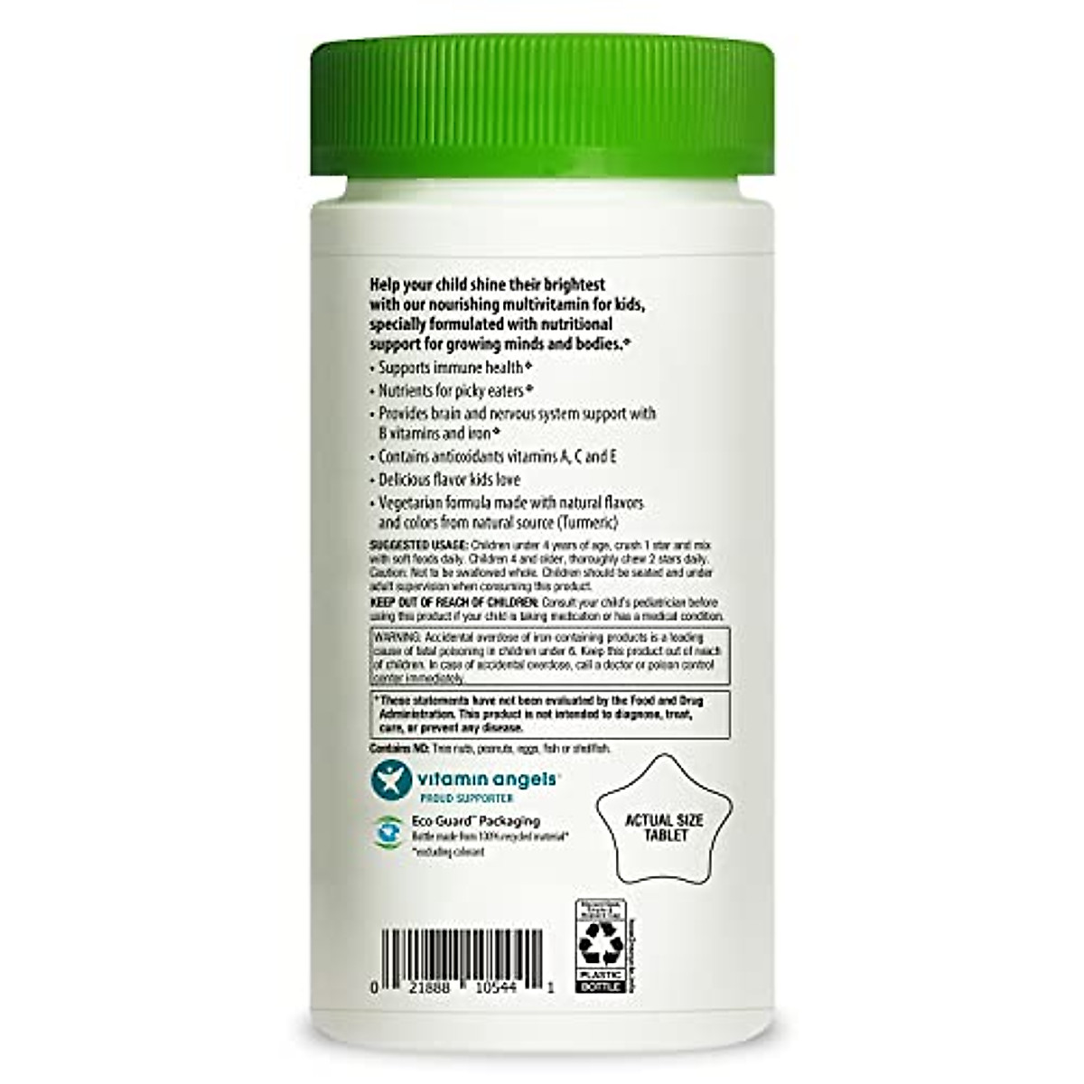 Rainbow Light Multivitamins for Kids, Vitamin B, Zinc & Iron, Prebiotics, Nutri Stars Provides Brain & Nervous System Support, Pineapple Orange, 120 Chewable Tablets