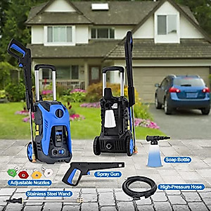 Electric Power Washers - 3500 PSI + 2.6 GPM High Pressure Washer Electric Powered Washers with Adjustable Spray Nozzle Foam Cannon and Hose Reel, IPX5 Car Water Power Washer for Home/Driveway/Patio