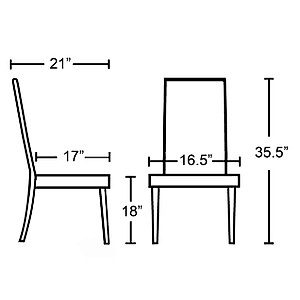 Roundhill Furniture C020BR Urban Style Solid Wood Leatherette Padded Parson Chair, Brown, Set of 2