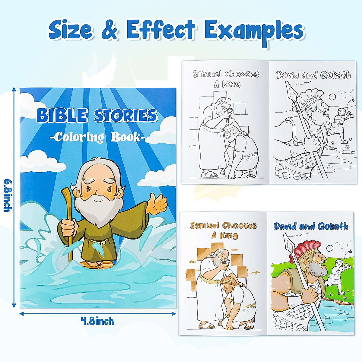 Zainpe 24Pcs Christian Bible Stories Coloring Books for Kids Bible Study Theme DIY Art Drawing Book Jesus Noah's Ark Pattern Color Booklets Party Favors Supplies Birthday Gift Goodie Bag Filler