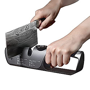 MITSUMOTO SAKARI Professional 3-Stage Knife Sharpener, Japanese Knife Sharpener with Adjustable Angle Knob, Multifunctional Sharpening & Polishing Kitchen Sharpeners