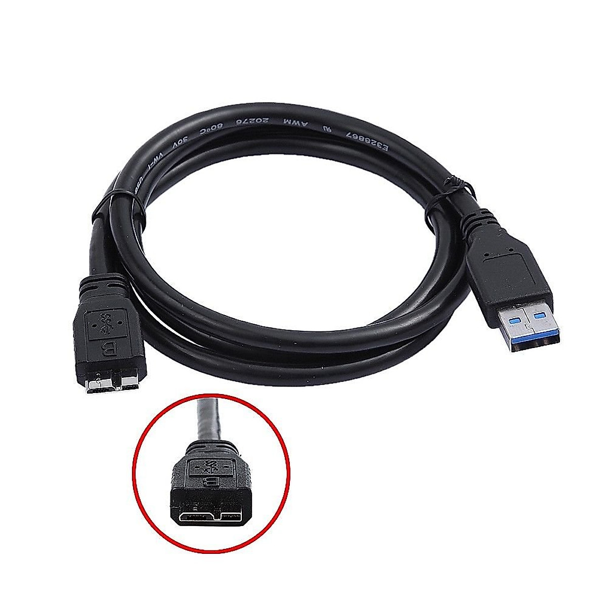 USB 3.0 Cable Lead Sync Replacement for WD My Passport Air Elements Mac 500GB 750GB 7550GB 1000GB SE 1TB 1.5TB 2TB 3TB 4TB 6TB 8TB WDBY8L0020BBK-01 4064-705107-000 A to Micro-B Cable
