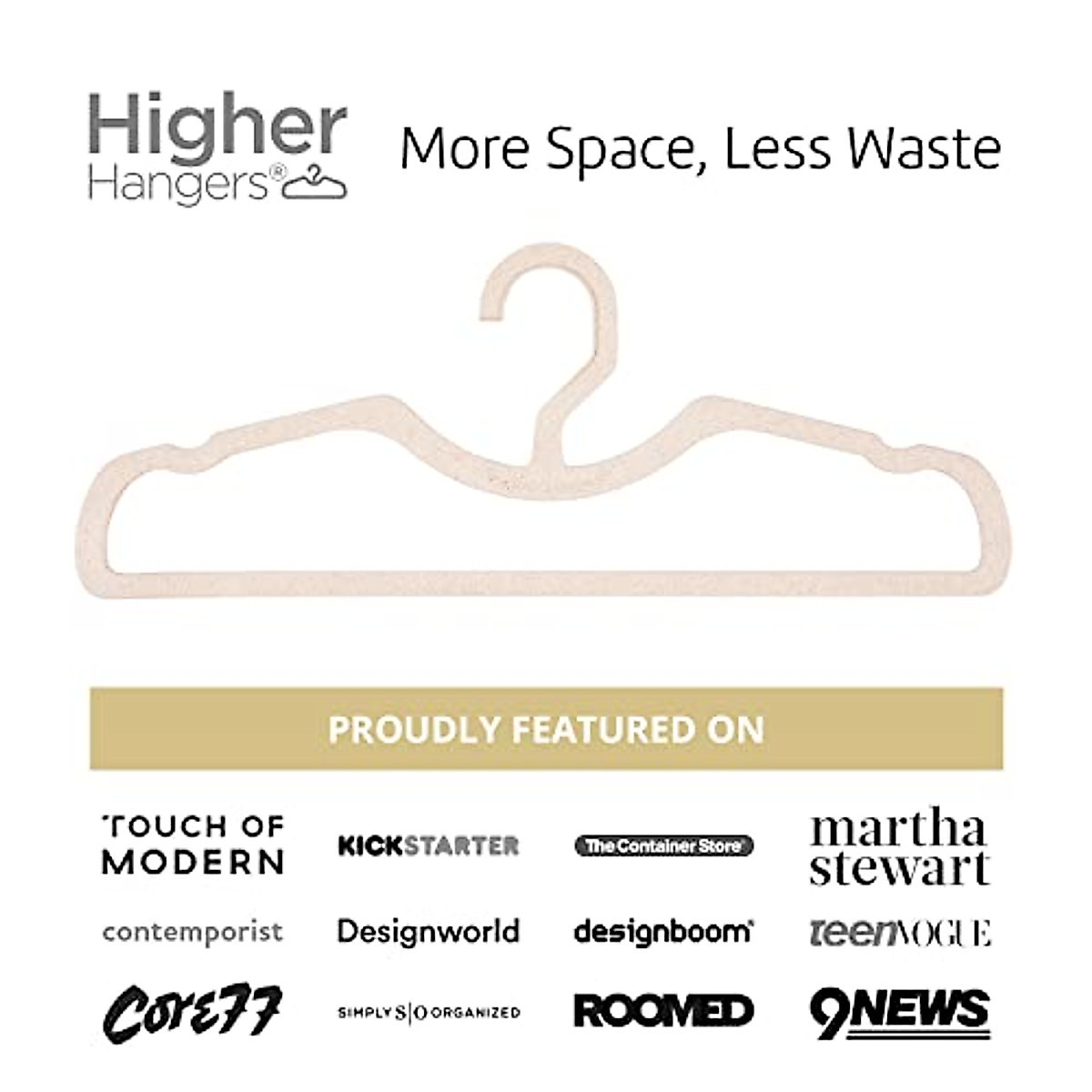 Higher Hangers BioHangers, Sustainable Flaxseed Space Saving Clothes Hangers, Premium Closet Organizers for College Dorms, RVs, & More, Reduces Wrinkles & Clutter, Standard 17", 40 Pack