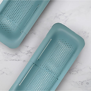 Makerstep Over the Sink Colander Strainer Basket - Expandable, Wash, Drain, and Dry. - New Home Kitchen Essentials, Multifunctional Kitchen Gadgets, Green