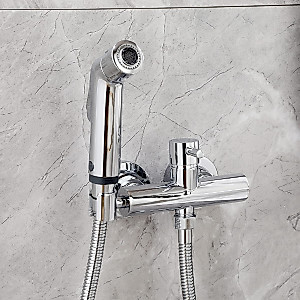 Ownace Bathroom Toilet Bidet Sprayer Set with Hot and Cold Mixing Valve Strong Water Chrome