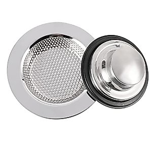 RQYEKDO Polished Kitchen Sink Strainers Sink Stopper Kits, Stainless Steel Sink Drain Strainer Set,Large Wide Rim 4.5" Diameter Food Catcher Garbage Disposal Plug for Most Sink Drains Basket Filter