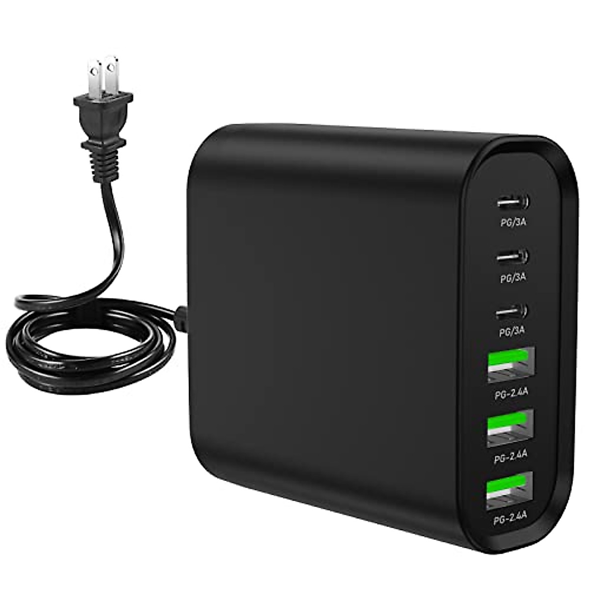 USB C Charger,100W 6 Port USB C Charging Station with 3 USB C Ports and 3 QC USB A Ports, Portable PD Fast USB C Wall Charger for iPhone 14/13/12/11/Airpod/Pro/iPad/iWatch/Galaxy/Google Pixel and More