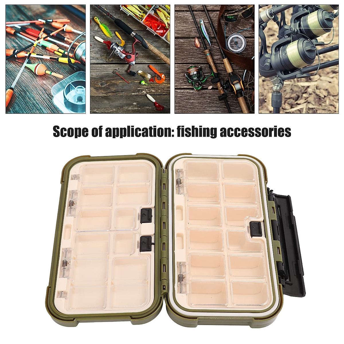 TEUOPIOE Fishing Box, Waterproof Lightweight Portable 24 Slots Fishing Storage Box for Sea/Fresh Fishing for Fishing Pocket for Fishing Tackle for Fishing Backpack(Small)