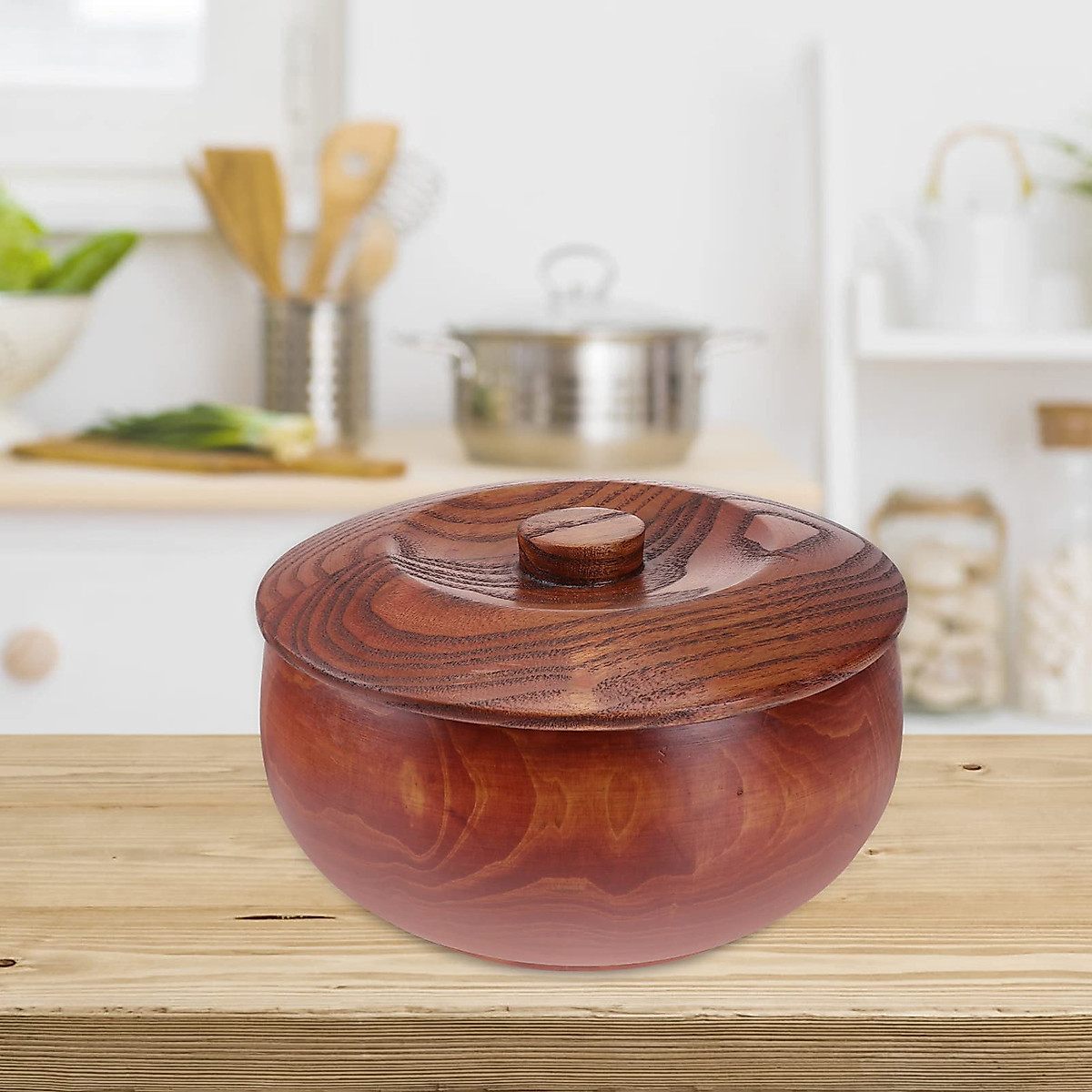 generic Wooden Serving Plate Bowl with Lid Natural Wood Round Serving Tea Trays Salad Fruit Dessert Cake Snack Large Platter