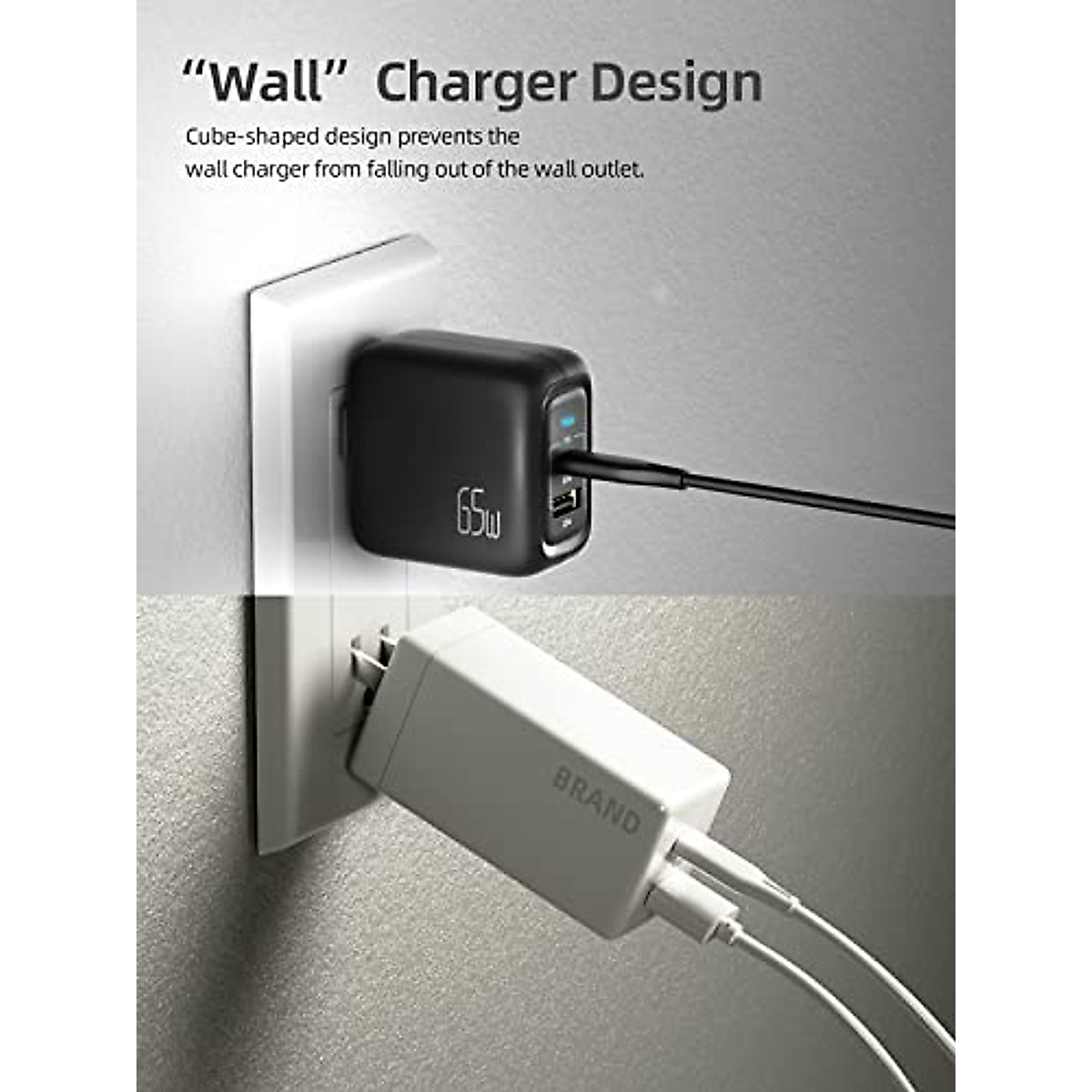 imuto 65W USB C Compact Wall Charger, GaN PPS Fast Dual-Port Foldable Travel Charger for MacBook Pro/Air, Chromebook, GalaxyBook, XPS 13, Pixelbook, Surface, iPad Pro, Steam Deck, and More