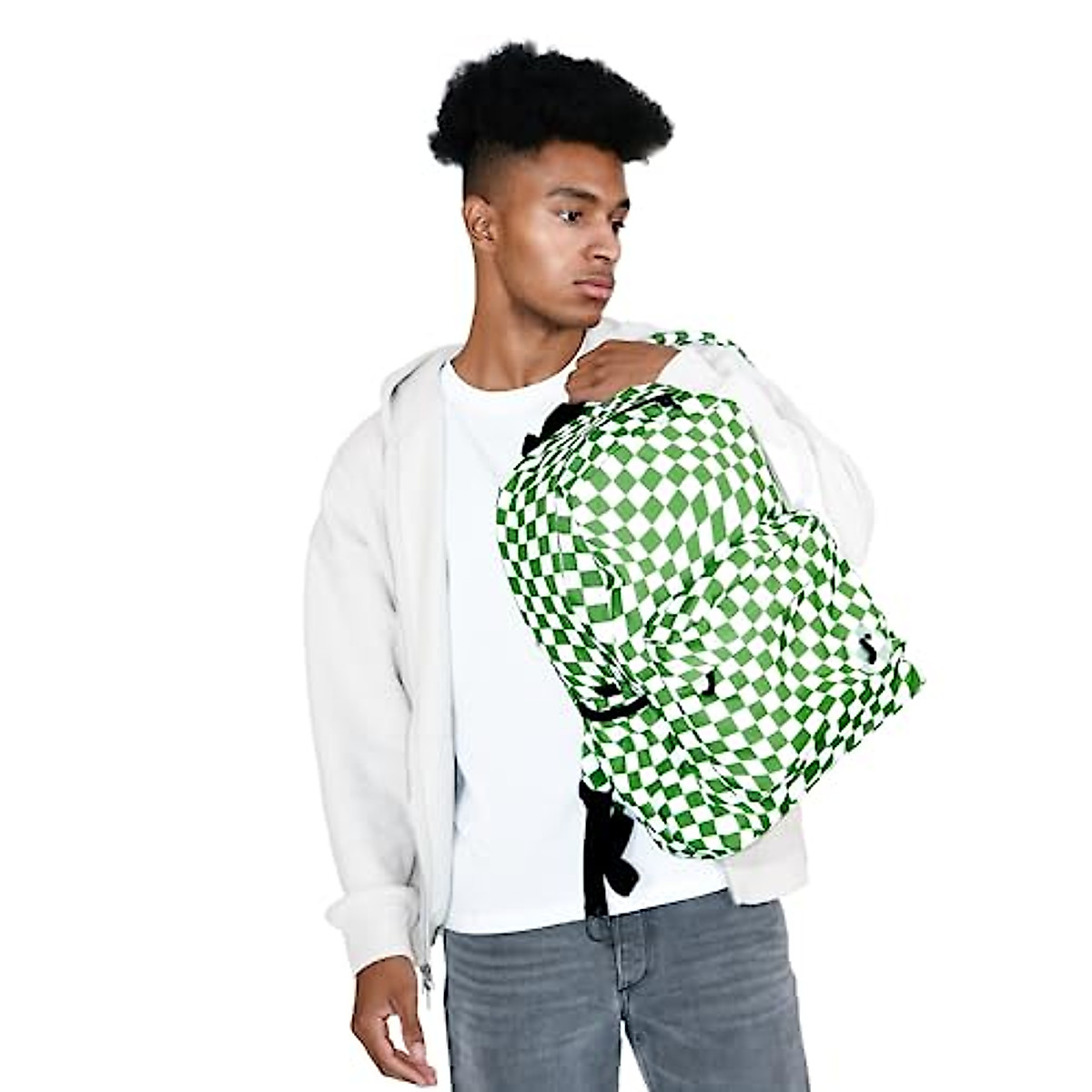 J World New York Oz School Backpack for Girls Boys. Cute Kids Bookbag, Matcha Checkers, One Size